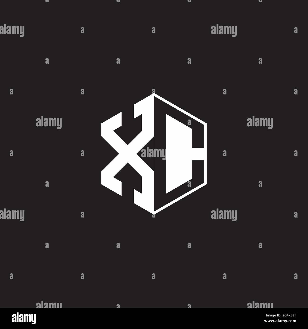 XC X C CX Logo monogram hexagon with black background negative space ...
