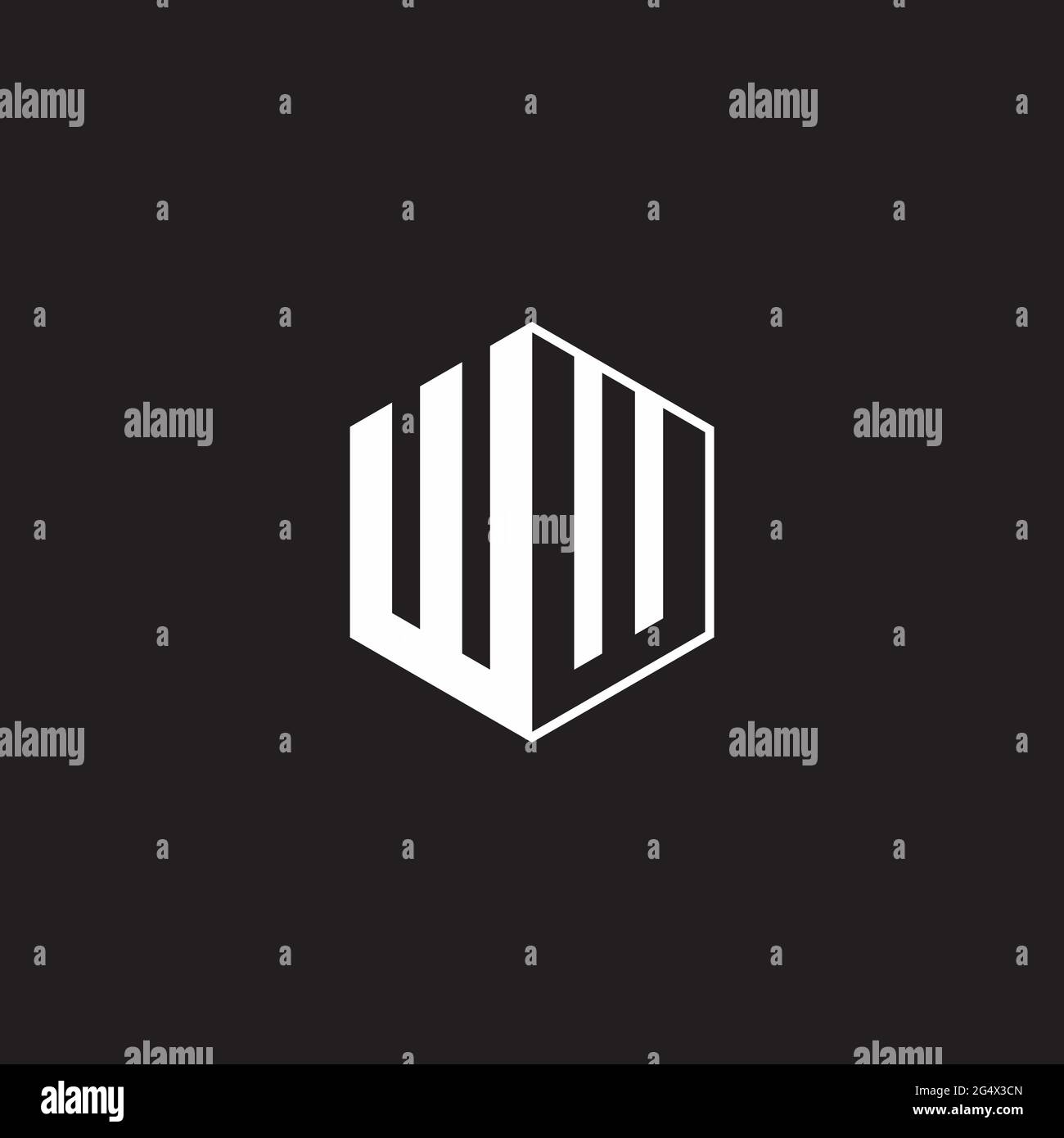 WW W Logo monogram hexagon with black background negative space style ...
