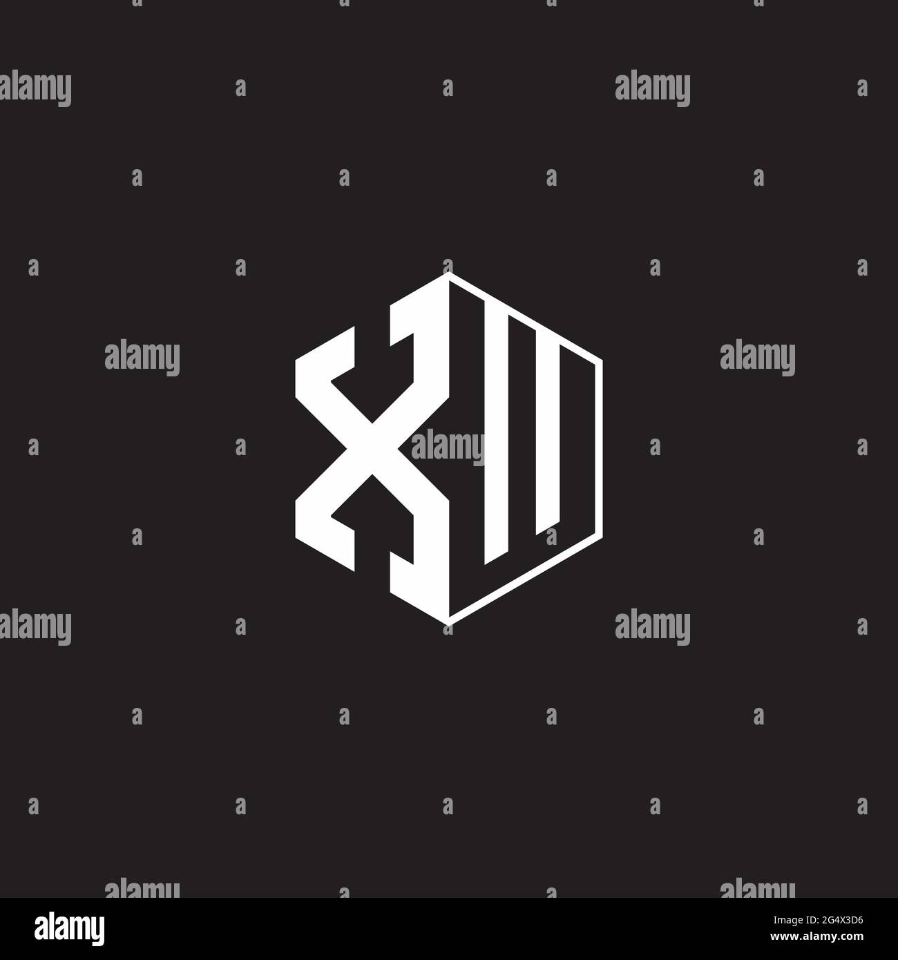 XW X W WX Logo monogram hexagon with black background negative space ...