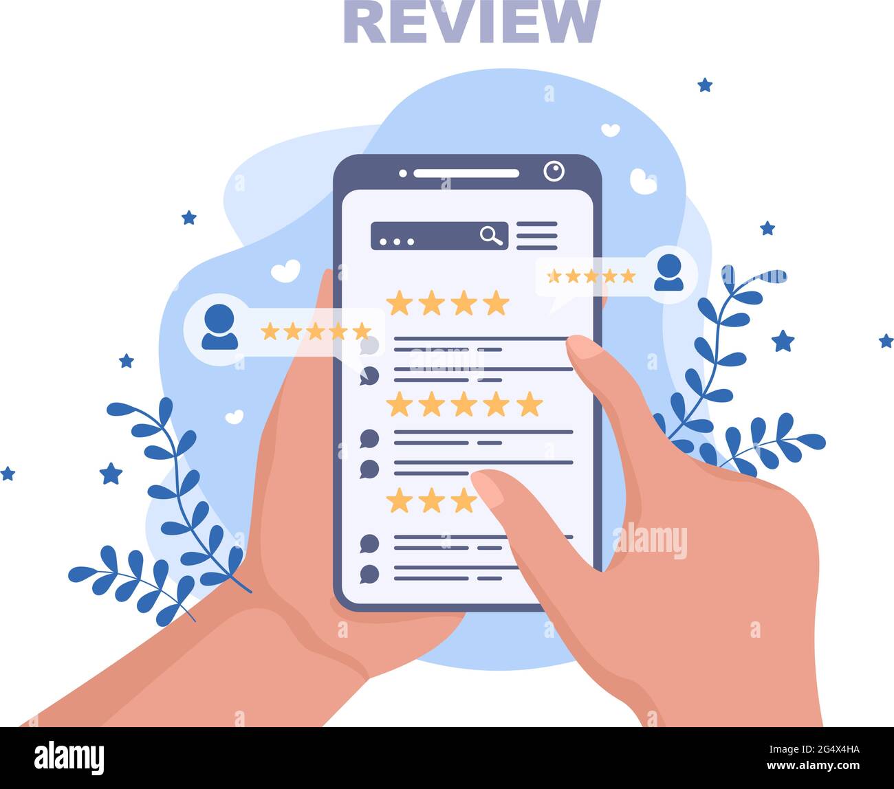 Review Vector Illustration Customer Giving Star with Good or Bad Rate ...