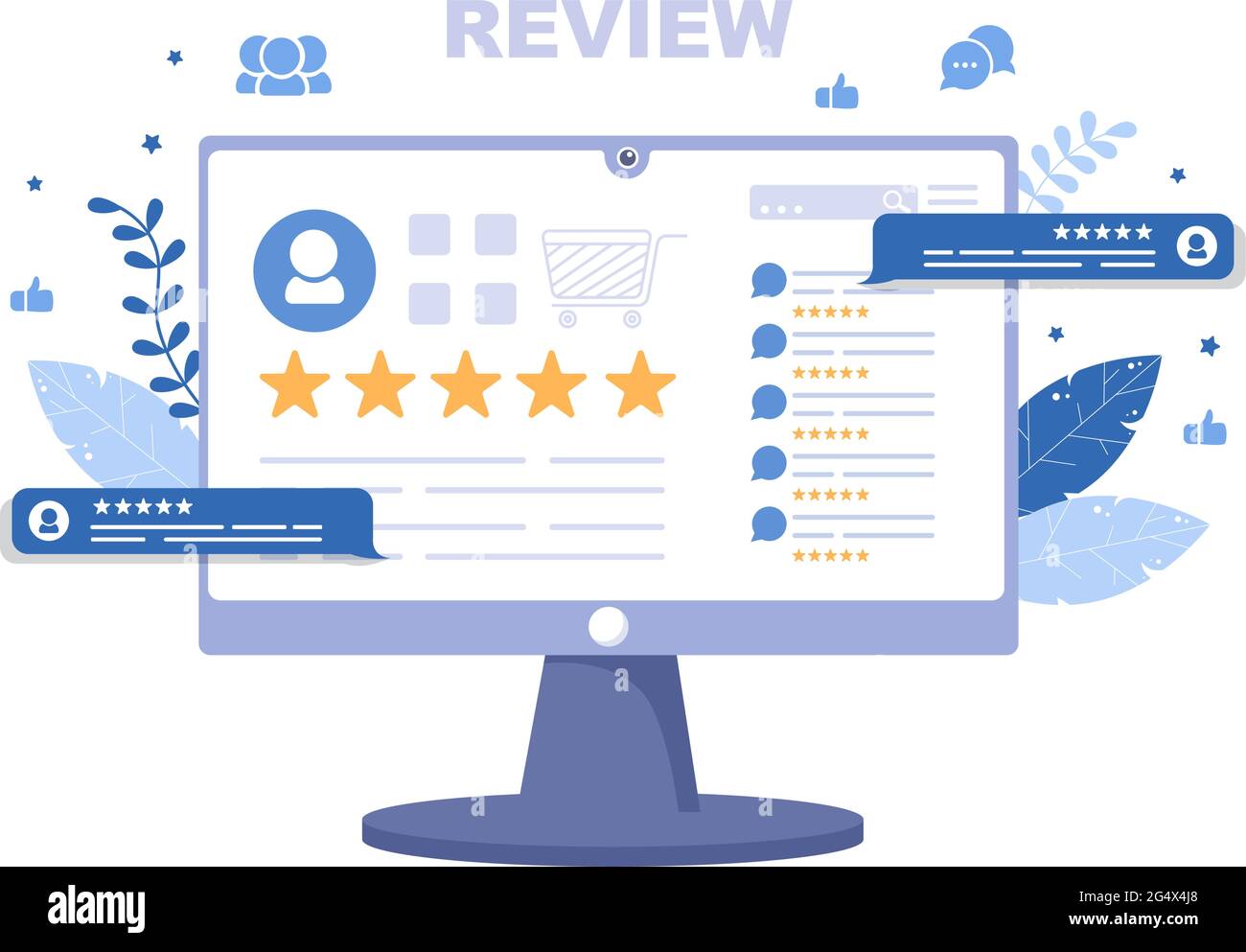 Review Vector Illustration Customer Giving Star with Good or Bad Rate ...