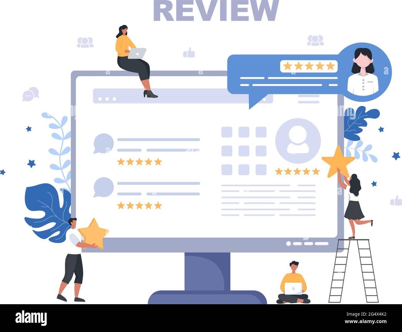 Review Vector Illustration Customer Giving Star with Good or Bad Rate ...