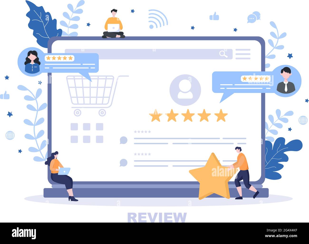 Review Vector Illustration Customer Giving Star with Good or Bad Rate ...