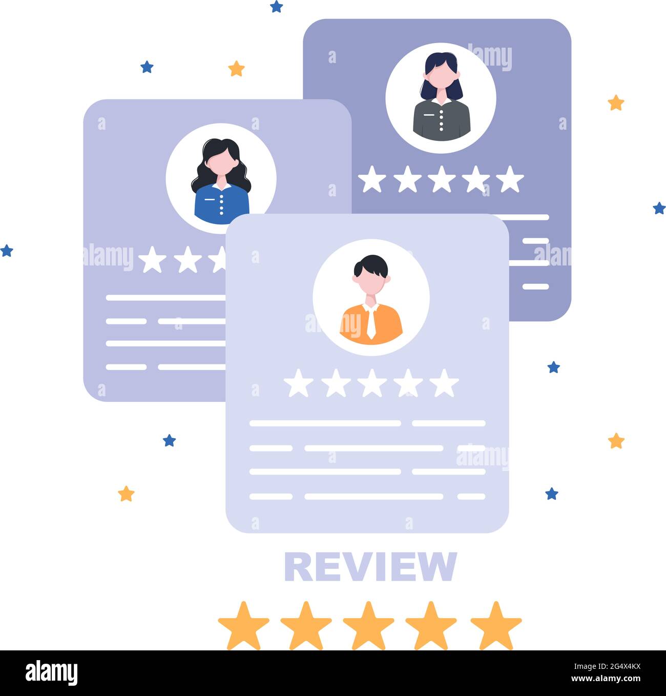 Review Vector Illustration Customer Giving Star with Good or Bad Rate ...