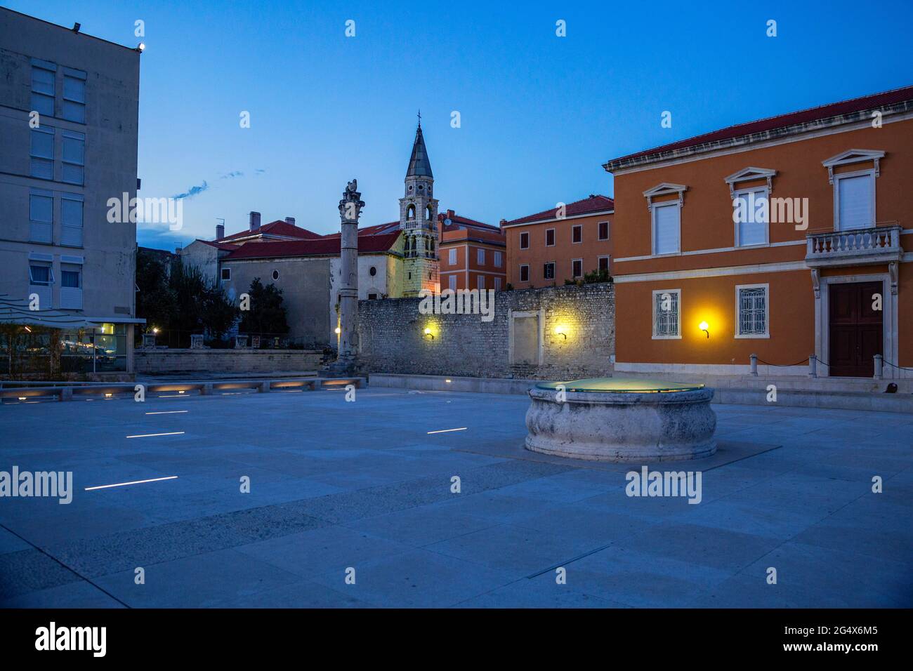 Croatia, Zadar County, Zadar, Empty town square with Roman forum at ...