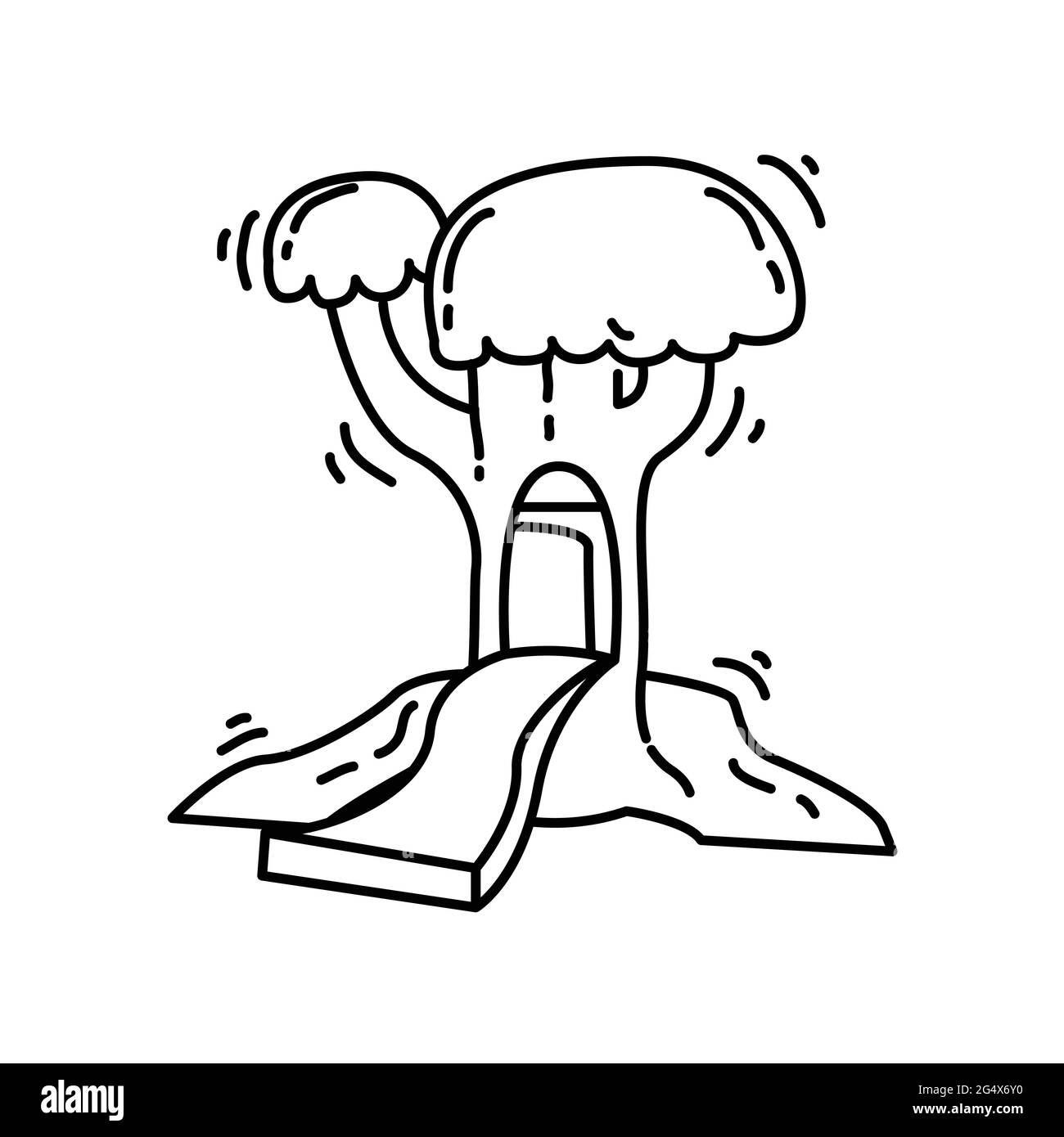 Playground kids tree slide,playing,children,kindergarten. hand drawn ...