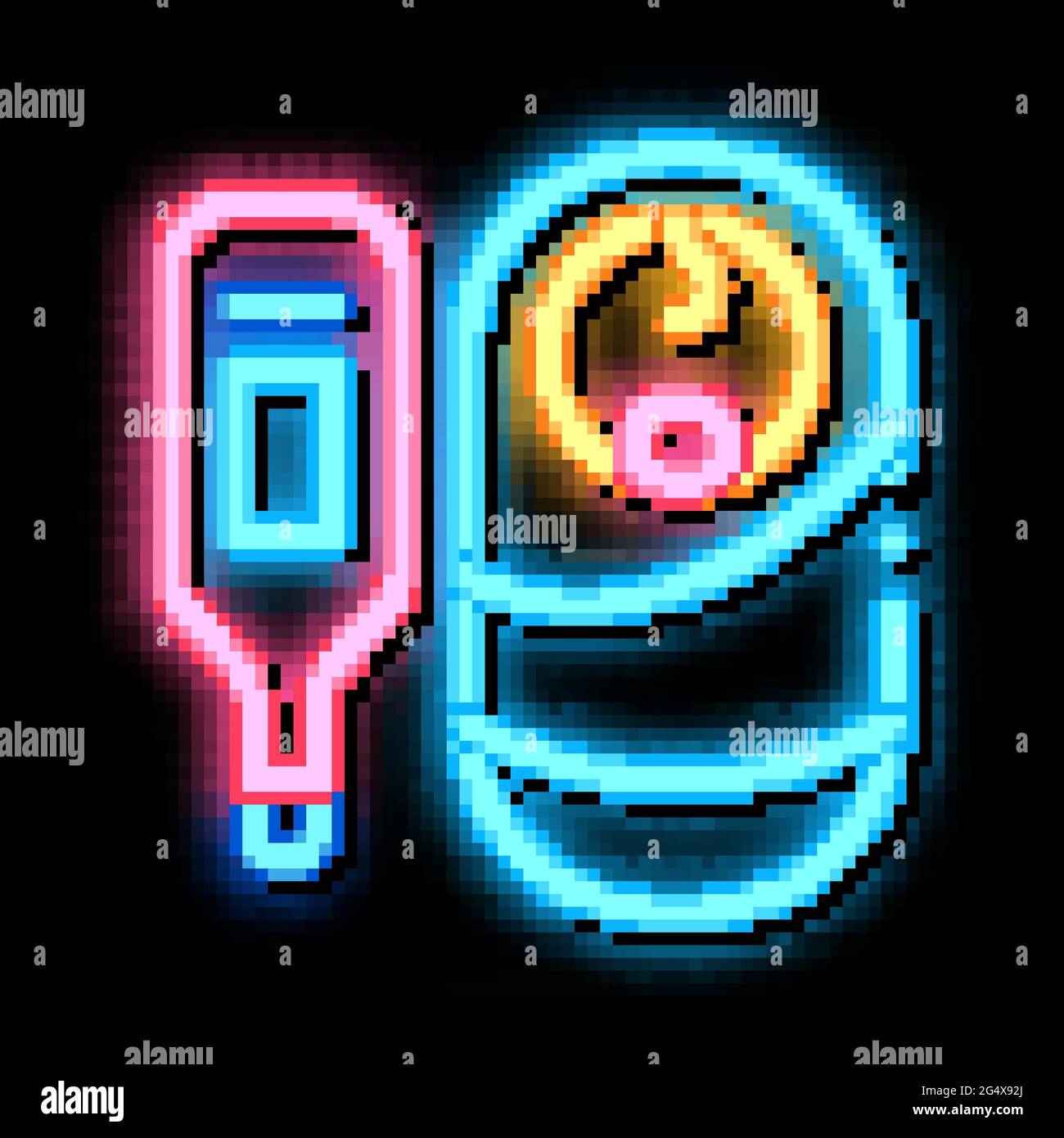 baby temperature measurement neon glow icon illustration Stock Vector ...