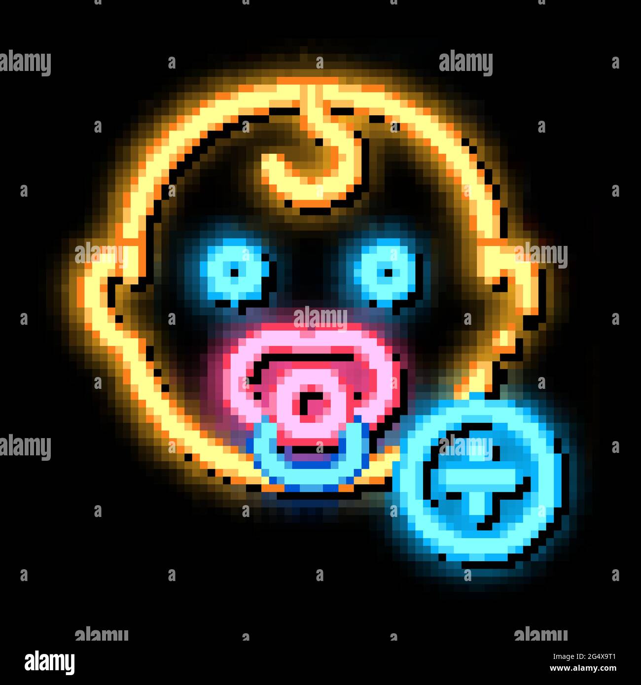 newborn baby toddler neon glow icon illustration Stock Vector Image ...