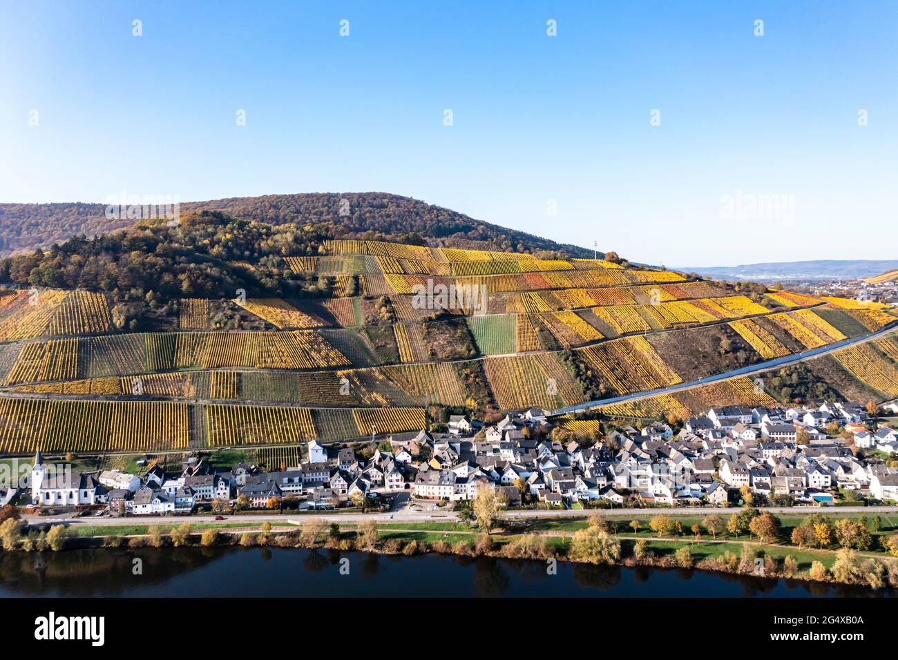 Germany, Rhineland-Palatinate,Helicopter view of countryside village ...