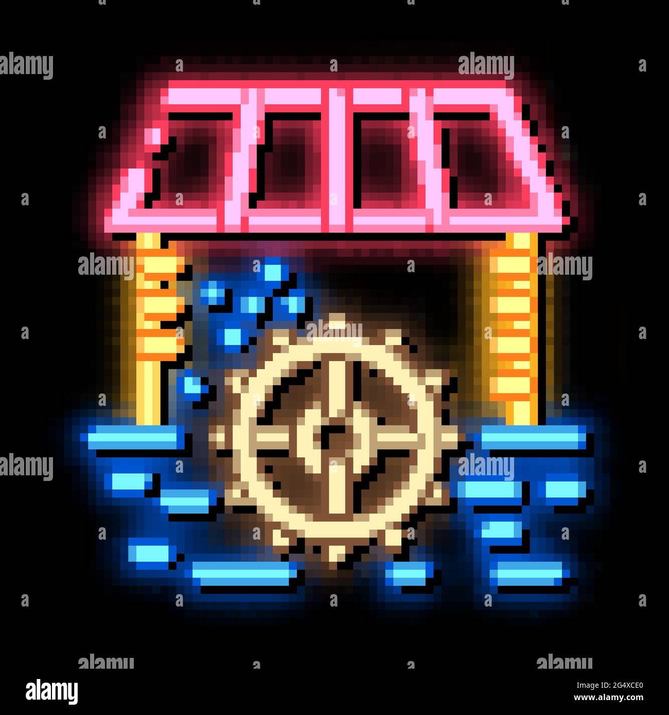 river landscape with islets neon glow icon illustration Stock Vector ...