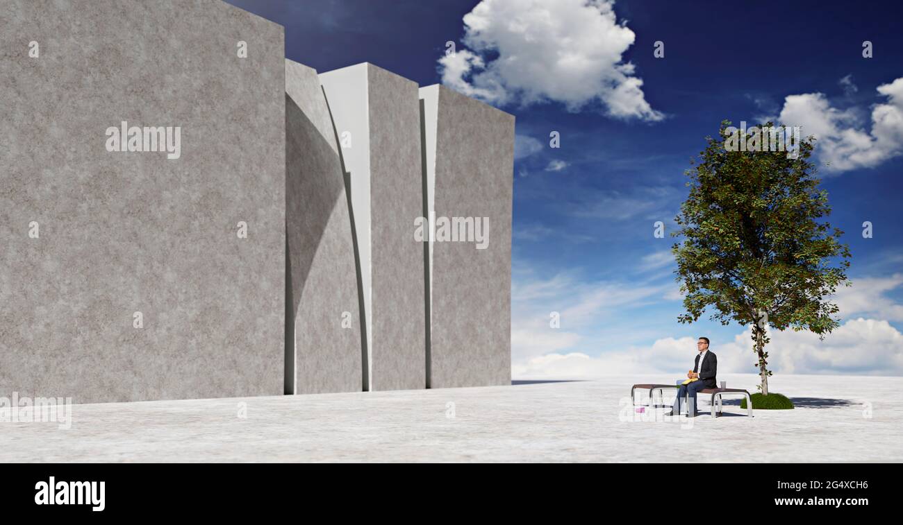 Sad man sitting on bench hi-res stock photography and images - Alamy