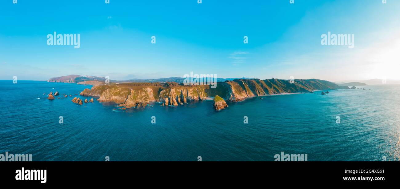 Aerial panorama of coastal cliffs at sunset Stock Photo - Alamy