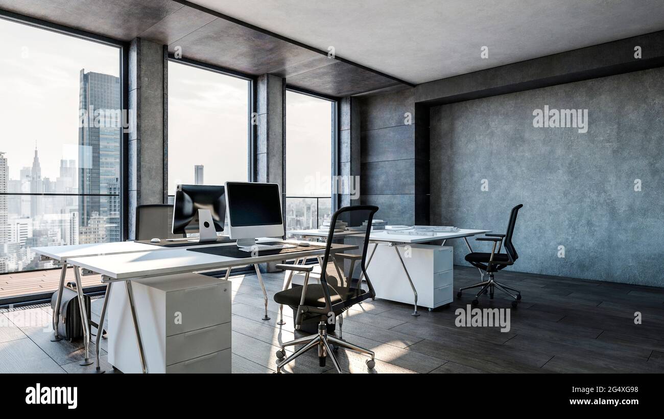 Office computers desks hi-res stock photography and images - Alamy