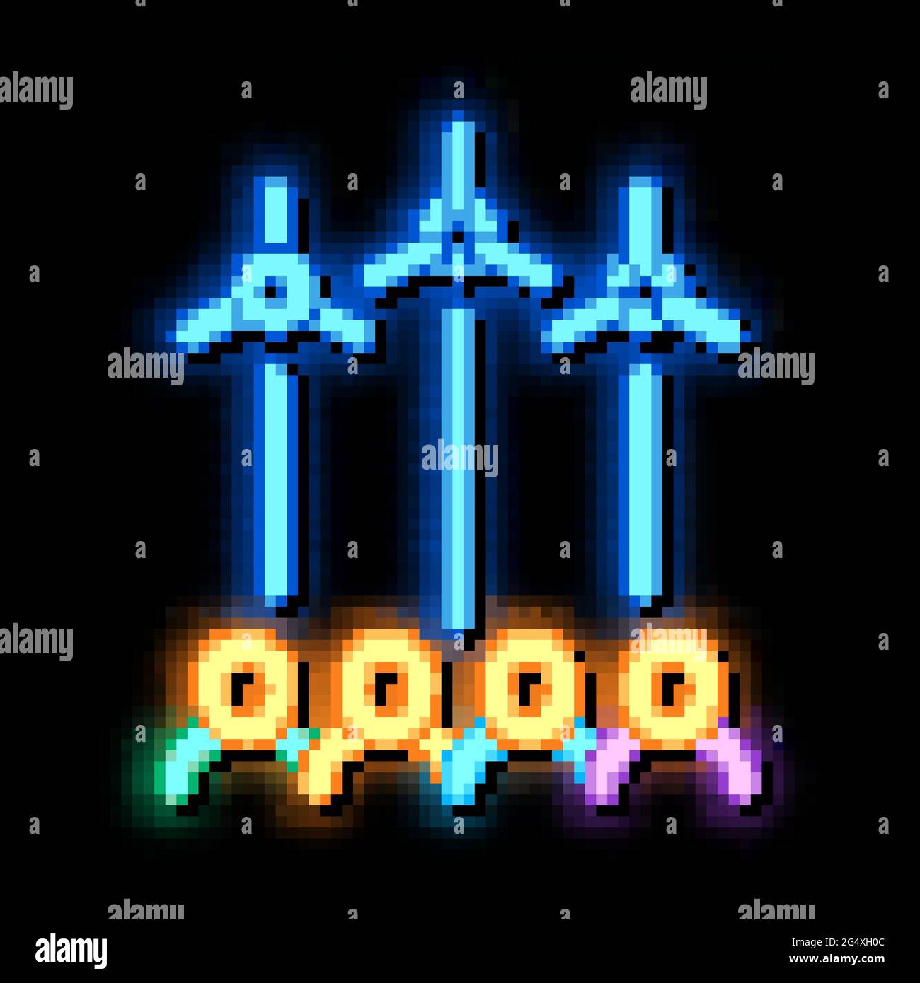 general review wind energy technicians neon glow icon illustration ...