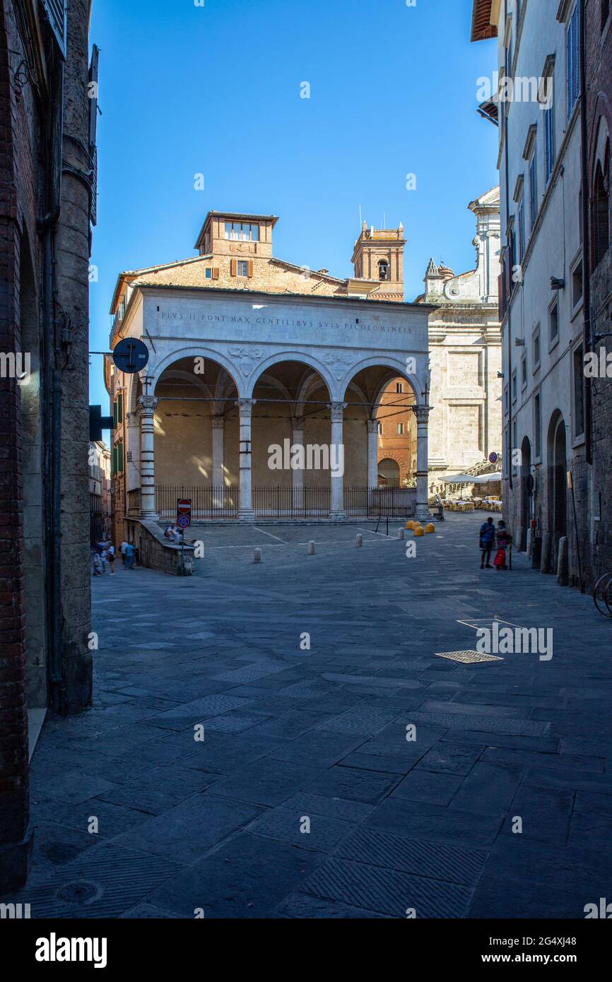 Italy, Tuscany, Siena, Sculpture of wolf,Â Loggia del Papa arcade Stock ...