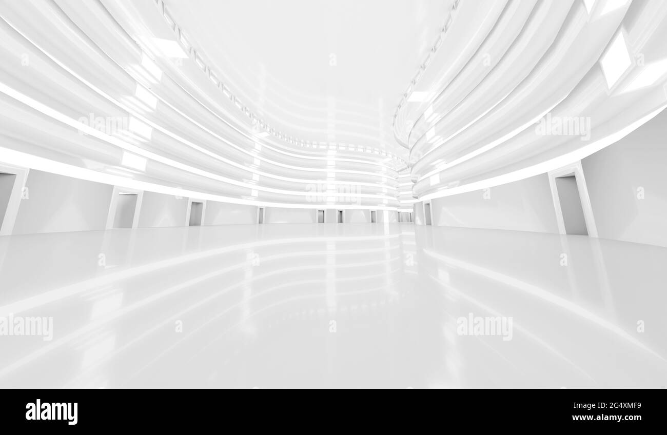 Three dimensional render of clean white modern interior Stock Photo - Alamy