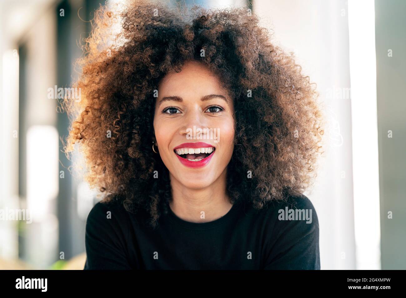 Happy female professional with messy hair in office Stock Photo - Alamy Happy female professional with messy hair in office Stock Photo - Alamy