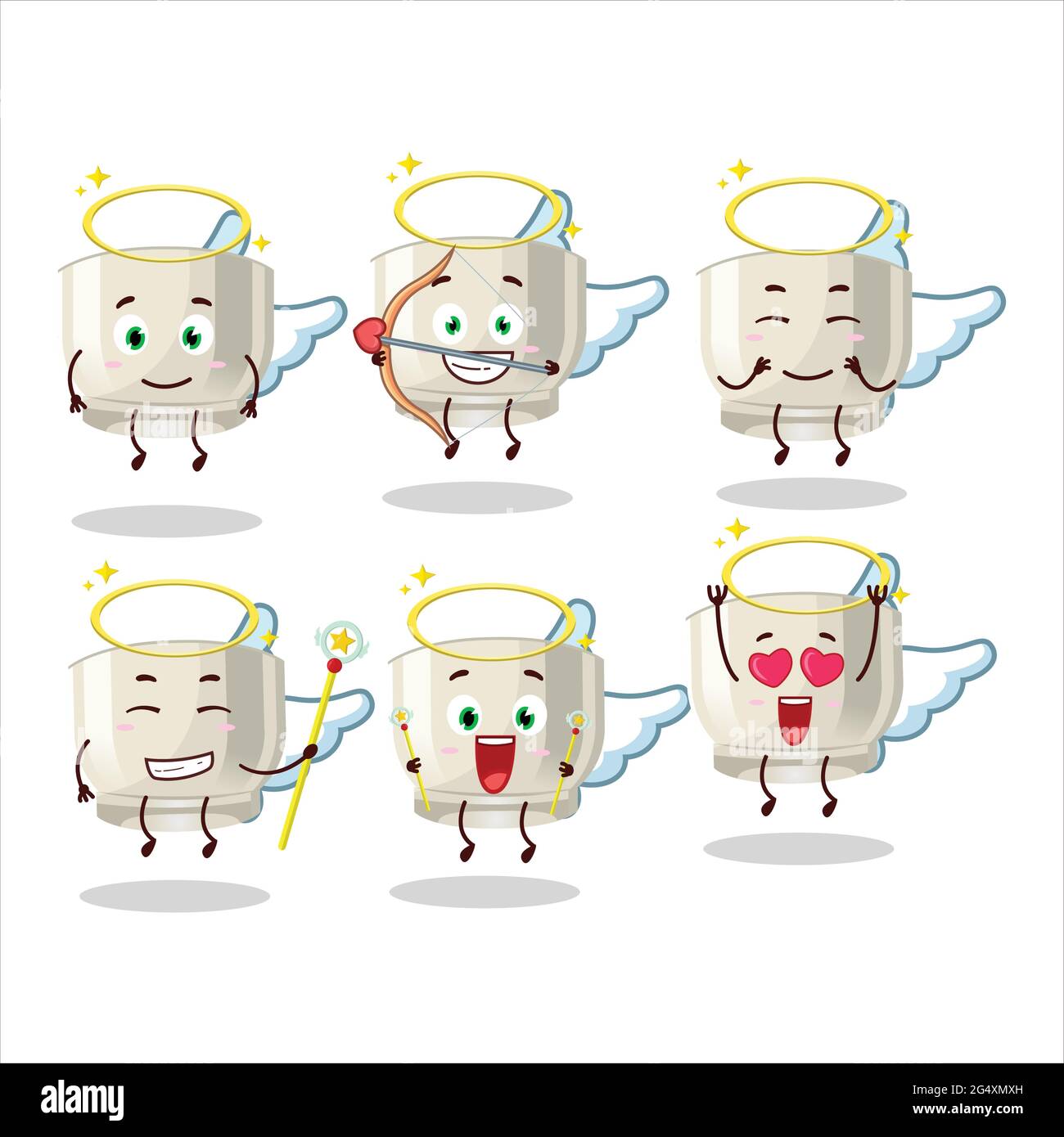 Glass of sake cartoon designs as a cute angel character. Vector ...