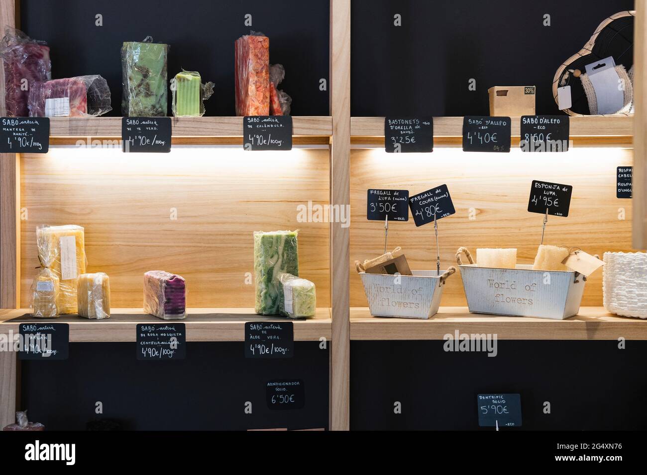 Merchandised food on display at store Stock Photo - Alamy