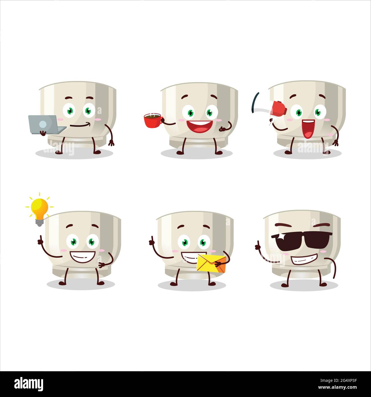 Glass of sake cartoon character with various types of business ...