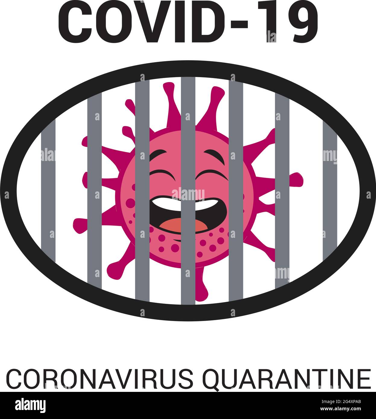 Corona virus cartoon characters who are in prison isolation. vector ...