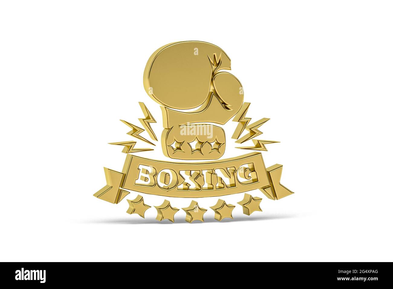 Golden 3d boxing icon isolated on white background - 3d render Stock ...