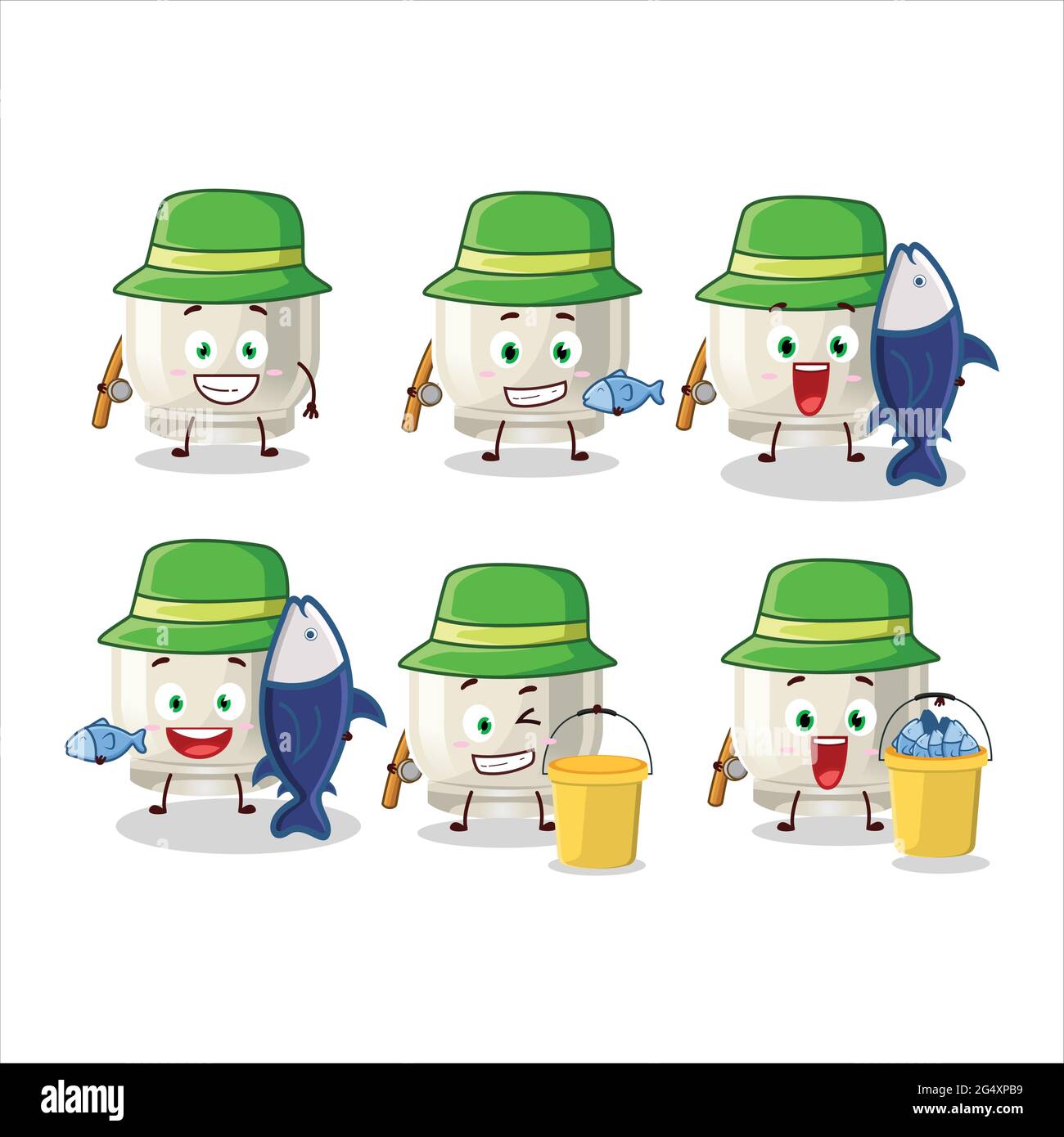 A fisherman glass of sake cartoon picture catch a big fish. Vector ...