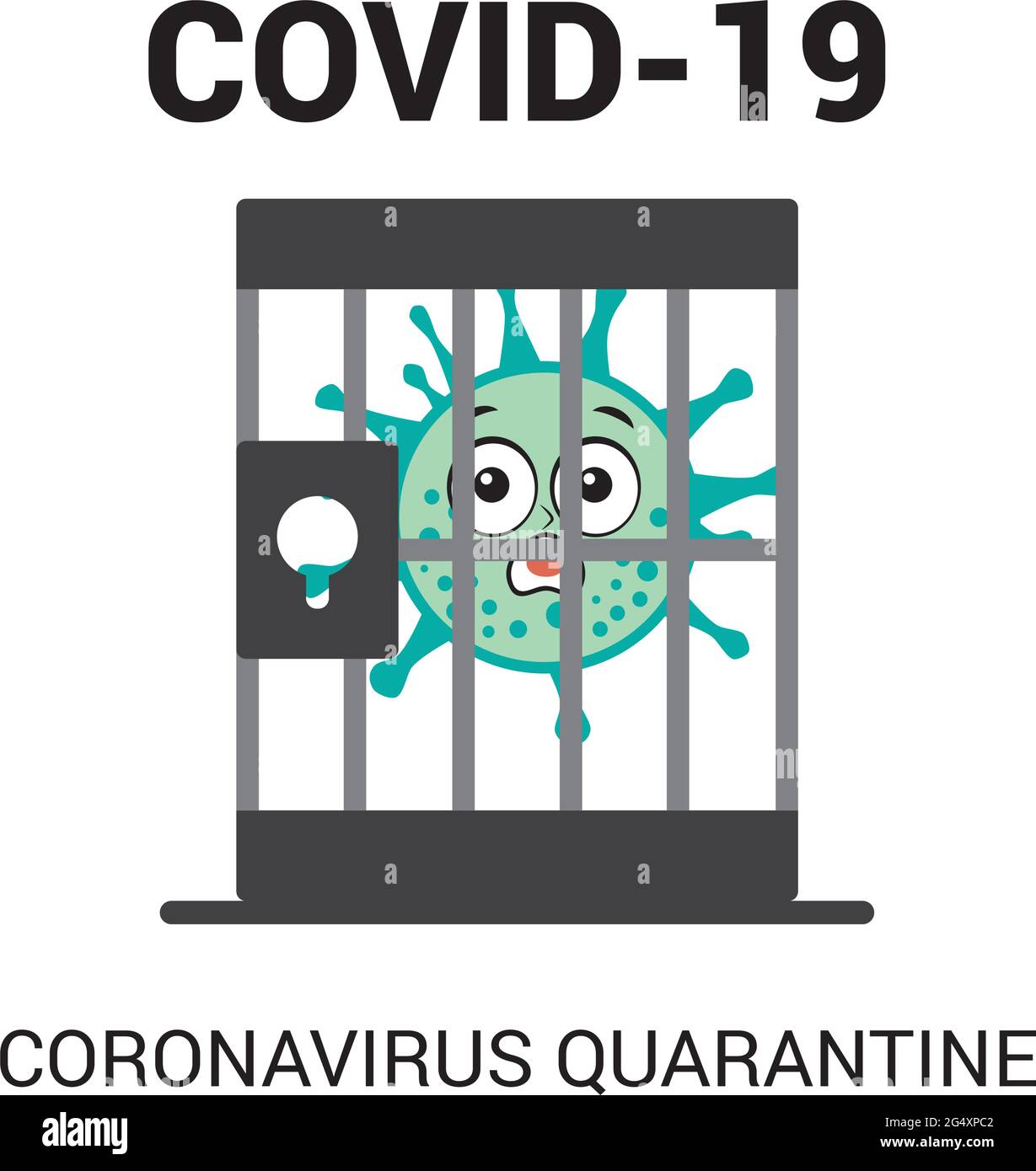 Corona virus cartoon characters who are in prison isolation. vector ...