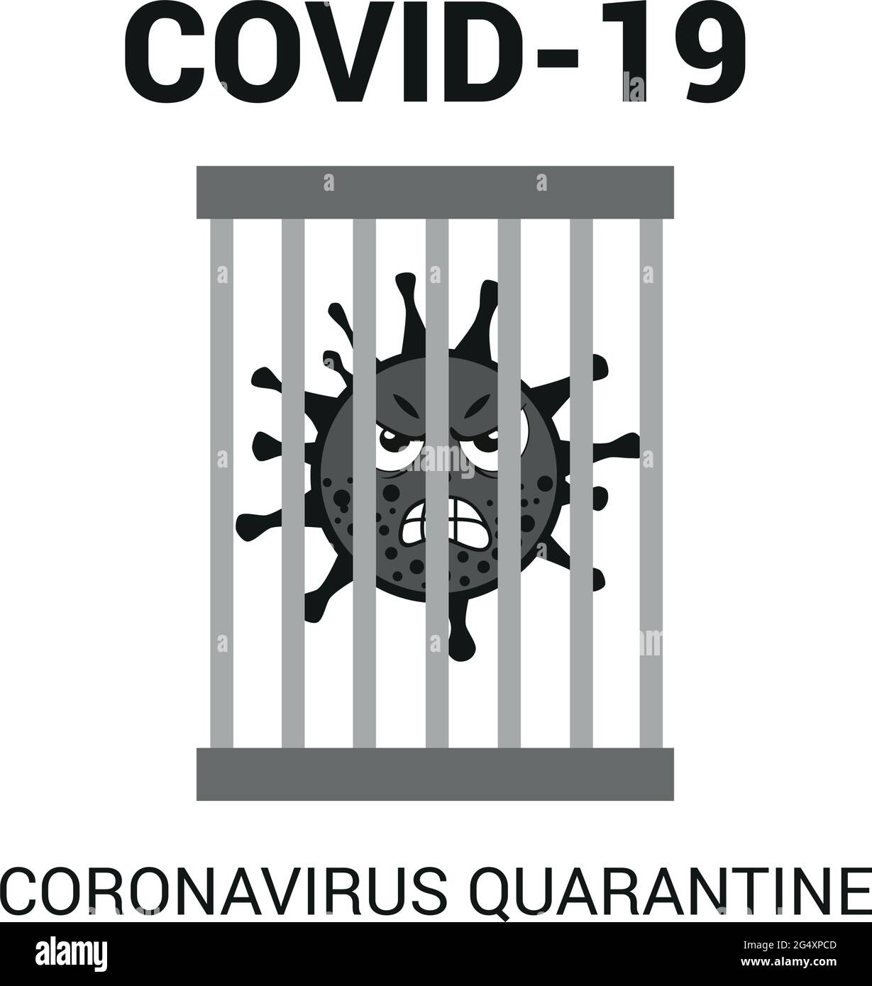 Corona virus cartoon characters who are in prison isolation. vector ...