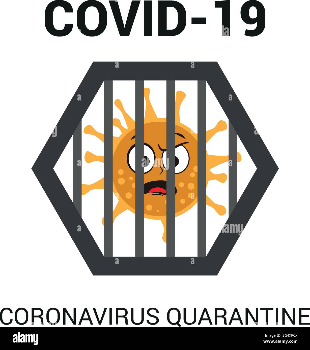 Corona virus cartoon characters who are in prison isolation. vector ...