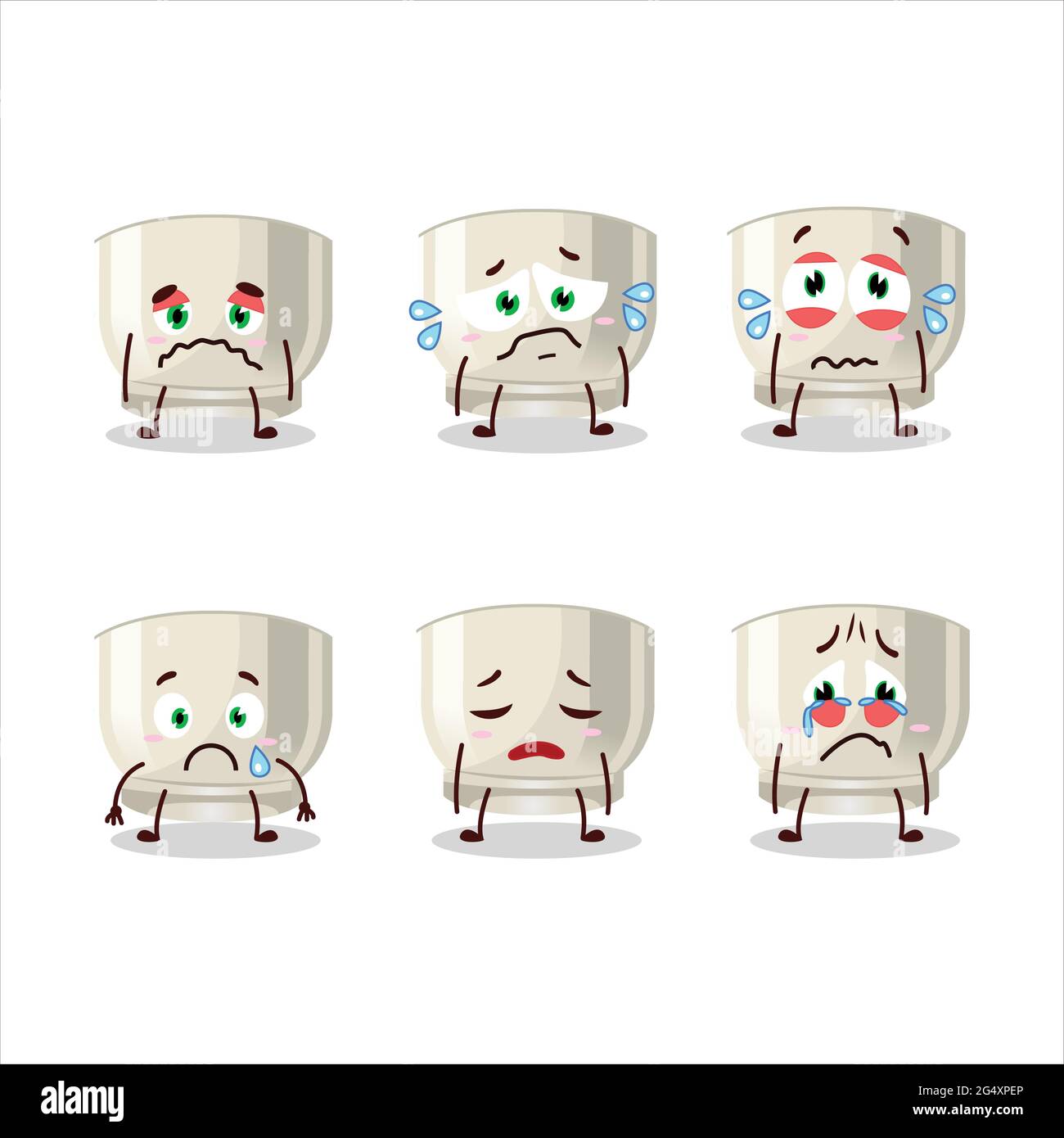 Glass of sake cartoon character with sad expression. Vector ...