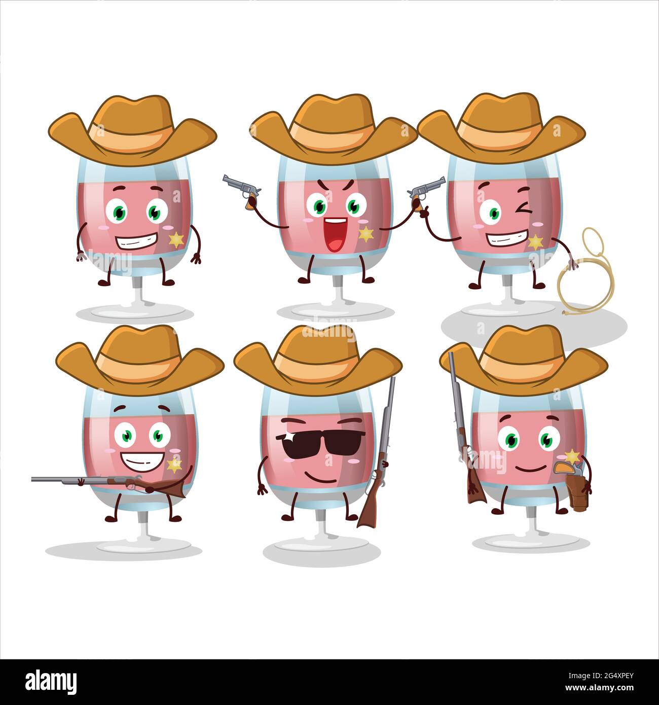 Cool cowboy rose wine cartoon character with a cute hat. Vector ...
