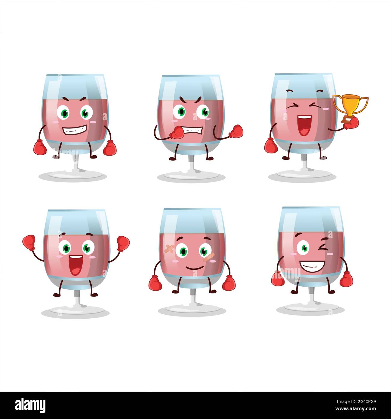 A sporty rose wine boxing athlete cartoon mascot design. Vector ...