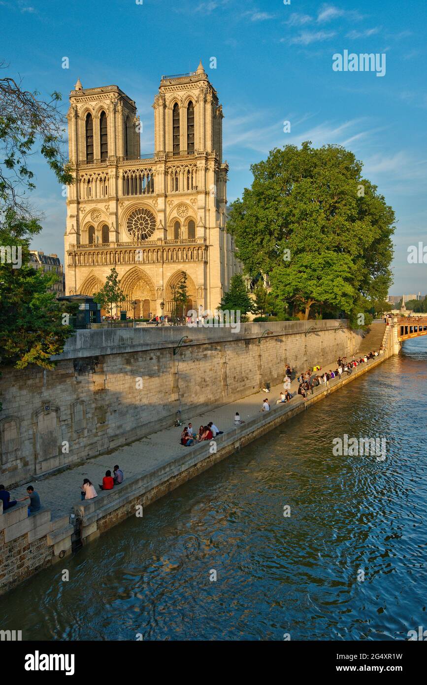 FRANCE, PARIS (75004), THE SEINE AND THE CATHEDRAL NOTRE-DAME DE PARIS ...