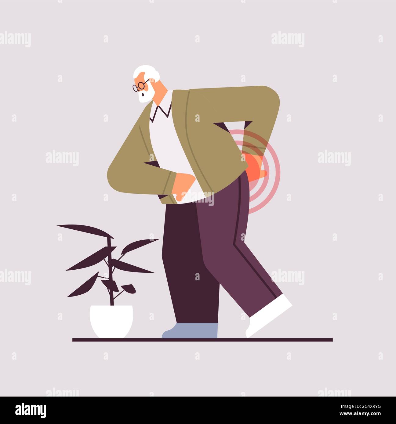 senior man suffering from back pain old age problems concept painful ...