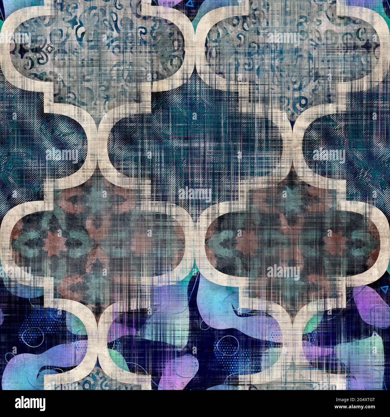 Seamless Moroccan inspired highly textured pattern for surface print ...