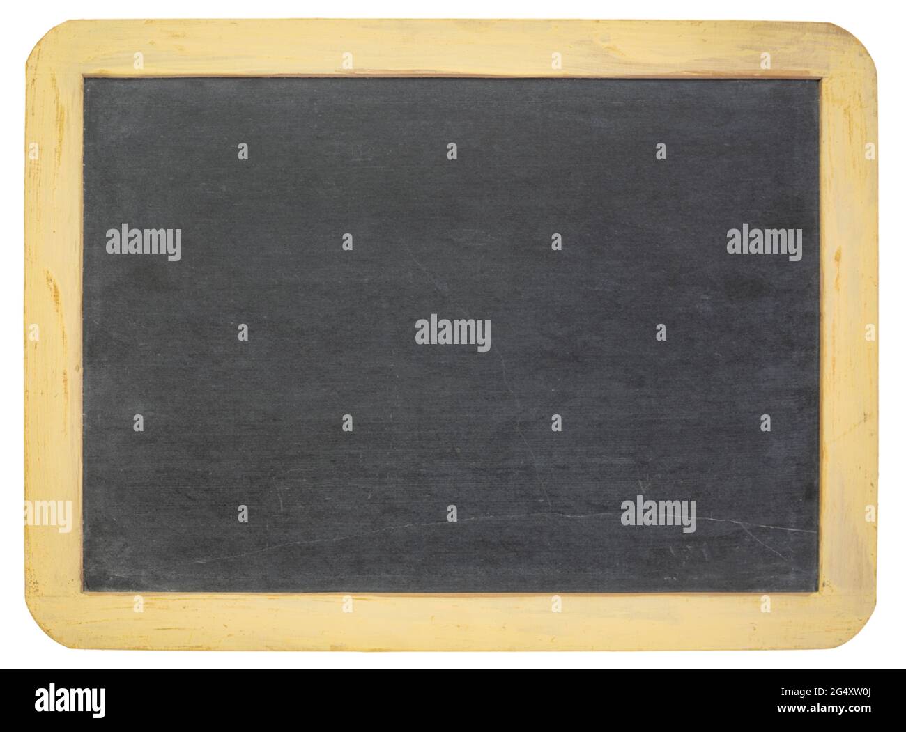 blank slate blackboard with wooden painted frame isolated on white ...