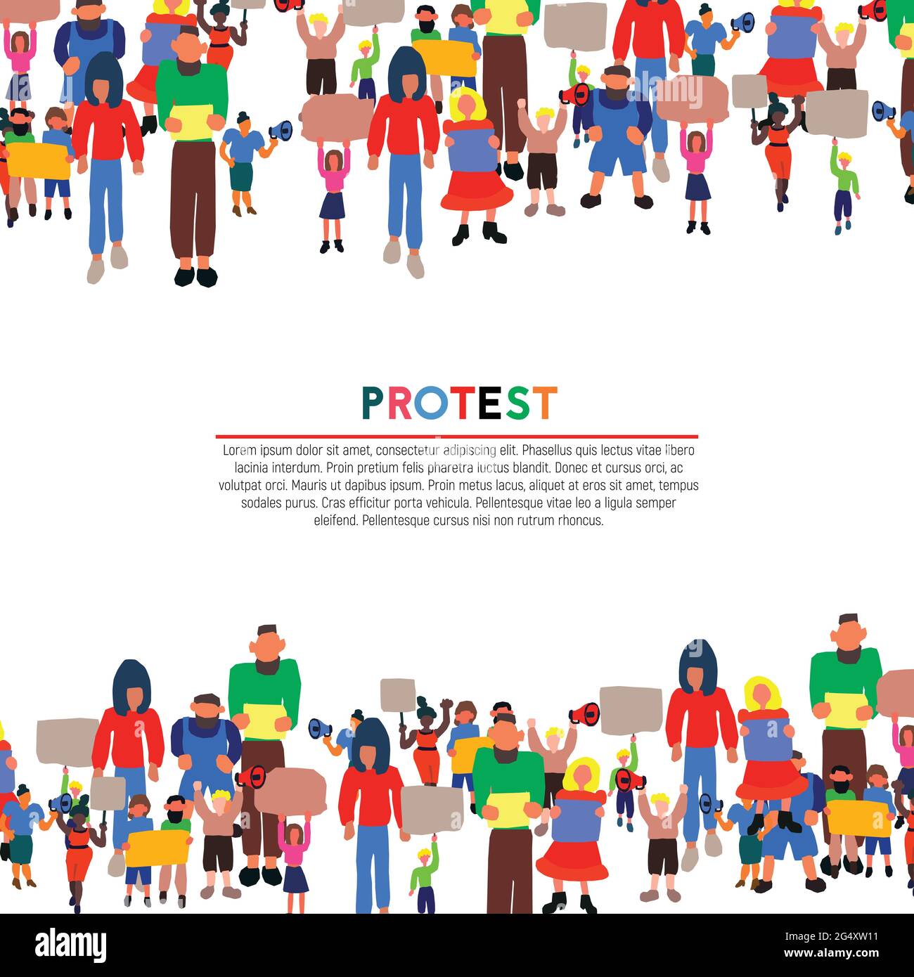Protesters people on a white background. Revolution vector illustration ...