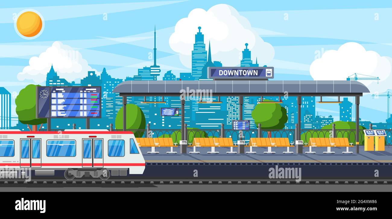 Metro Subway Station with Train Stock Vector Image & Art - Alamy