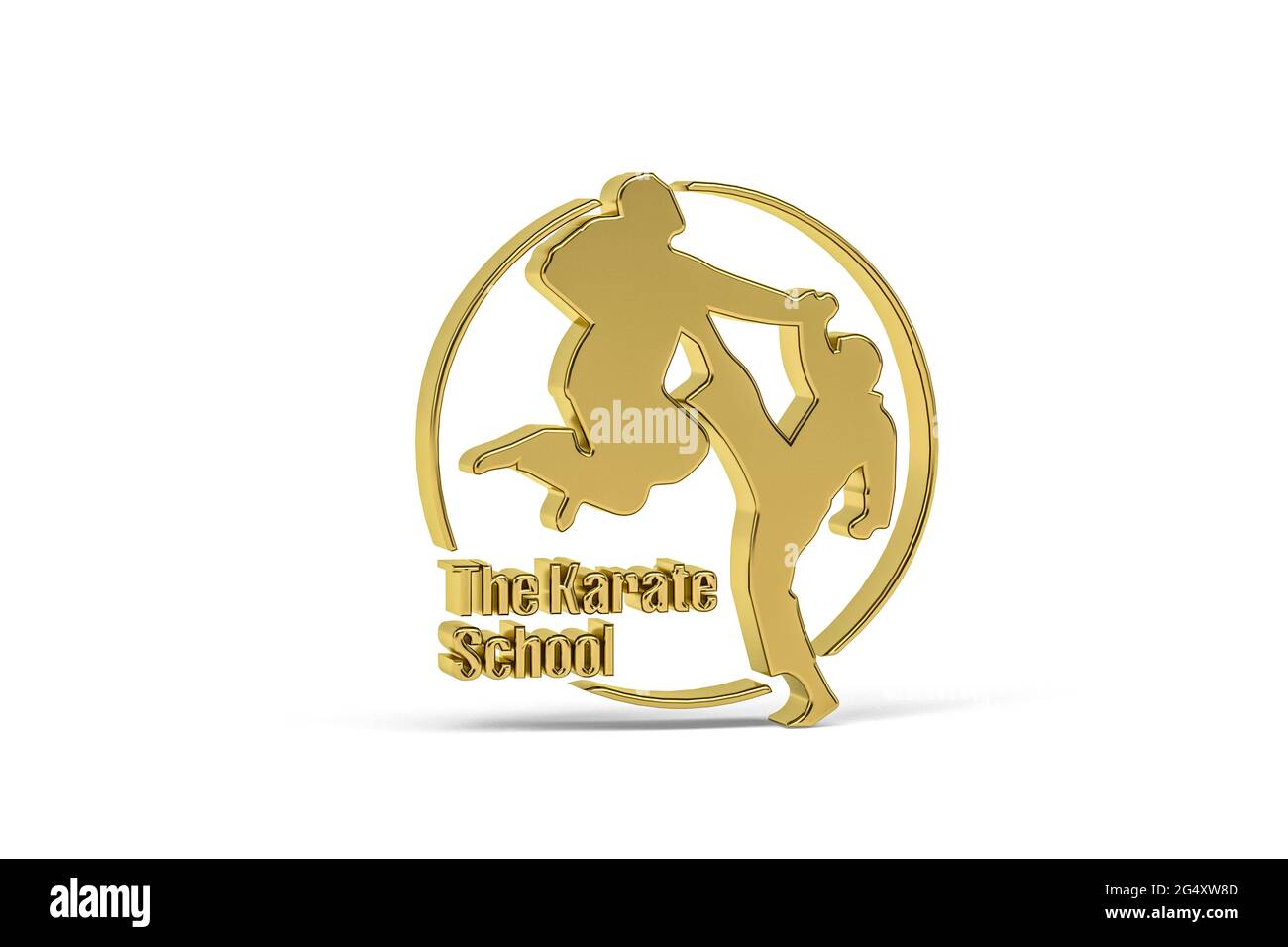 Golden 3d karate icon isolated on white background - 3d render Stock ...