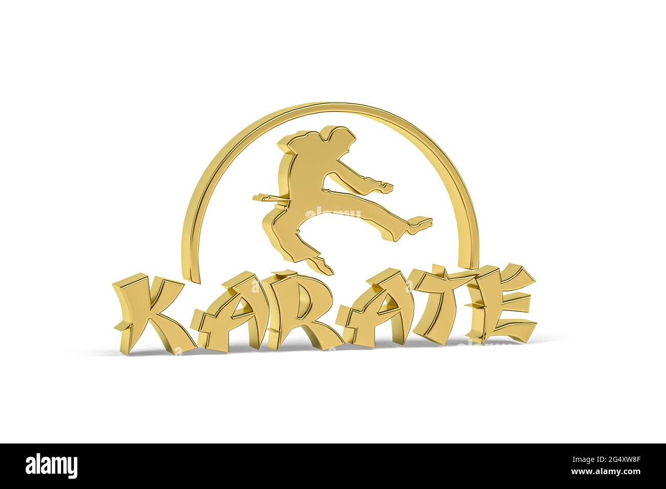 Golden 3d karate icon isolated on white background - 3d render Stock ...