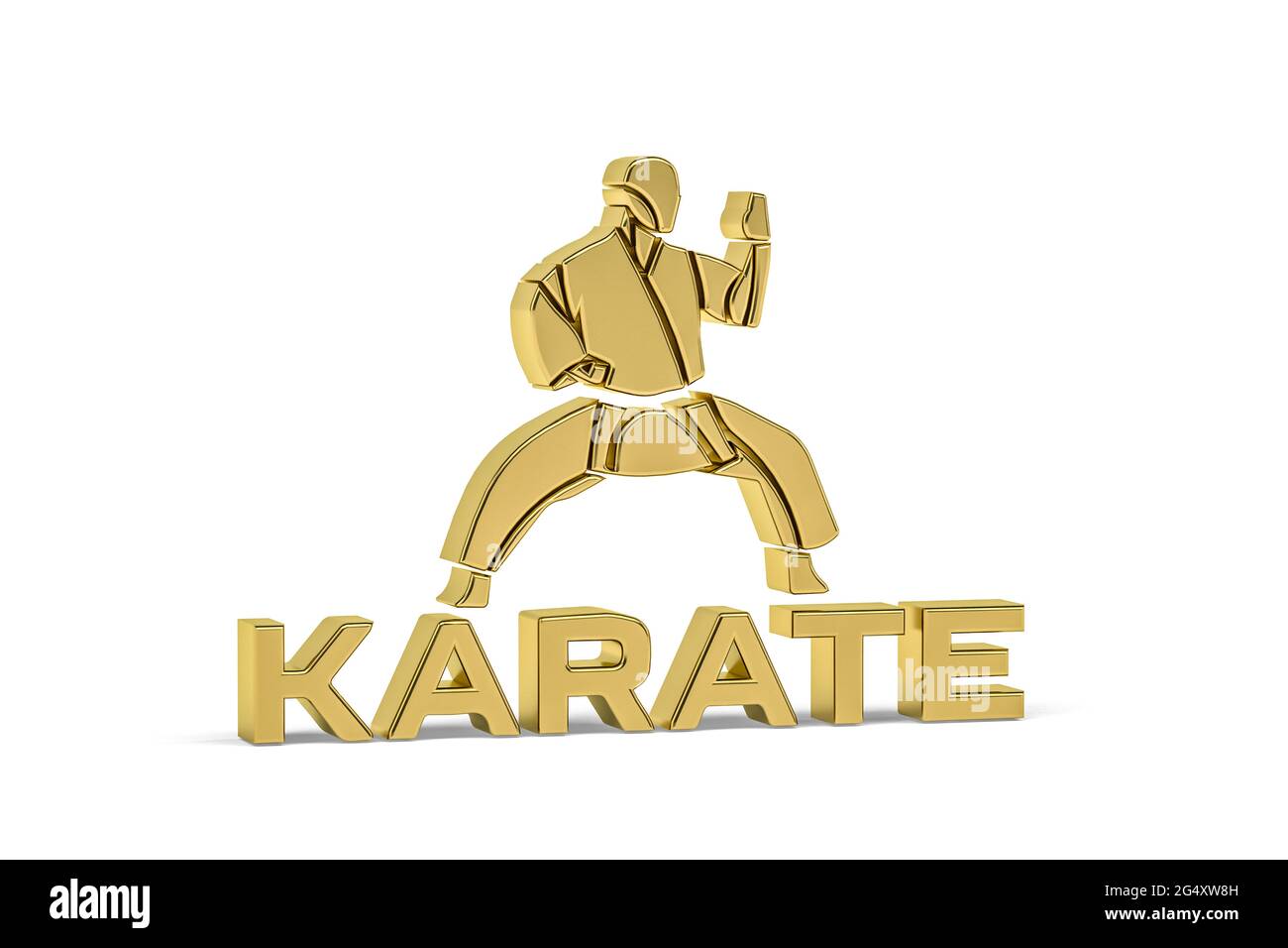 Golden 3d karate icon isolated on white background - 3d render Stock ...