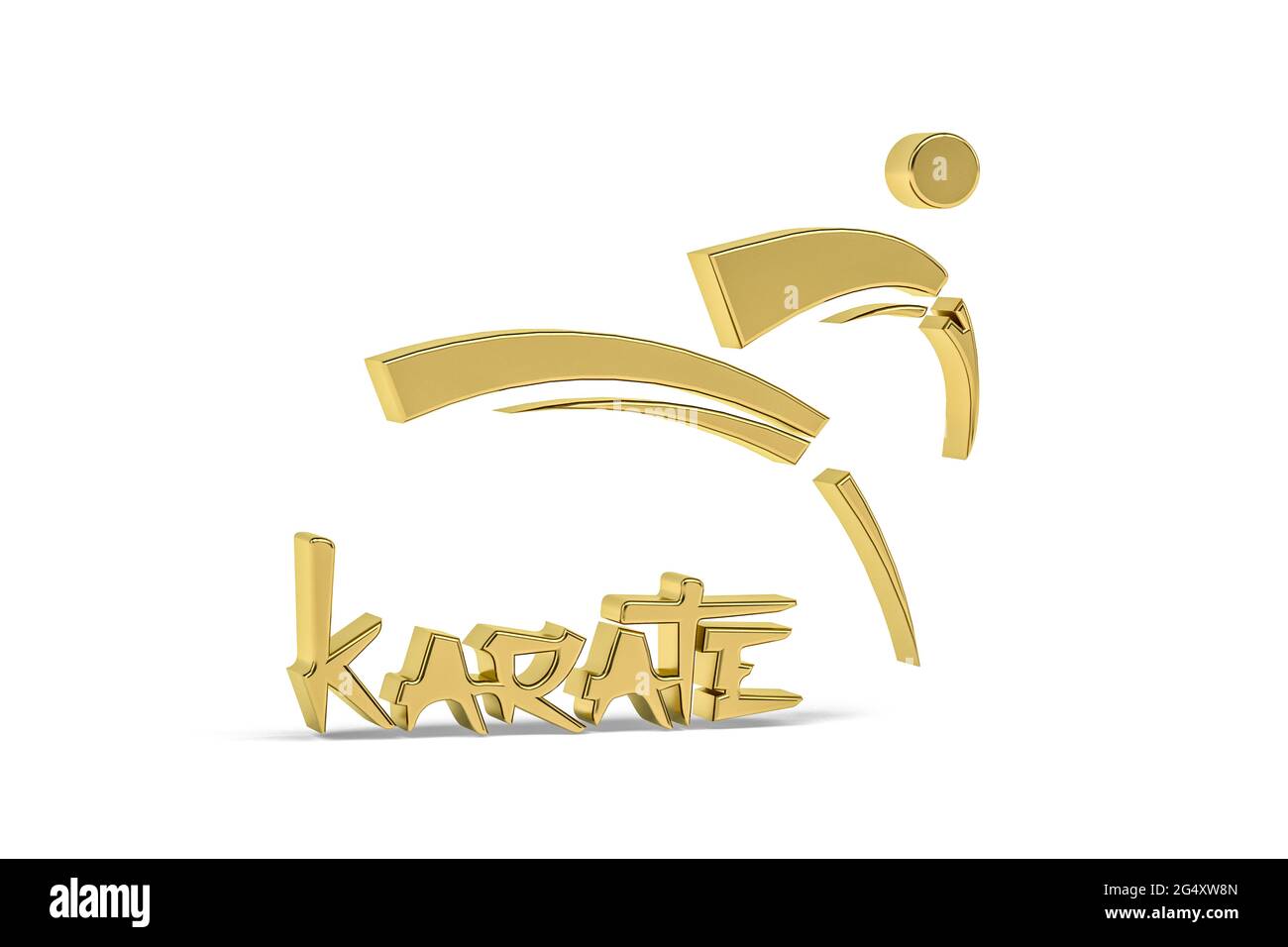 Golden 3d karate icon isolated on white background - 3d render Stock ...