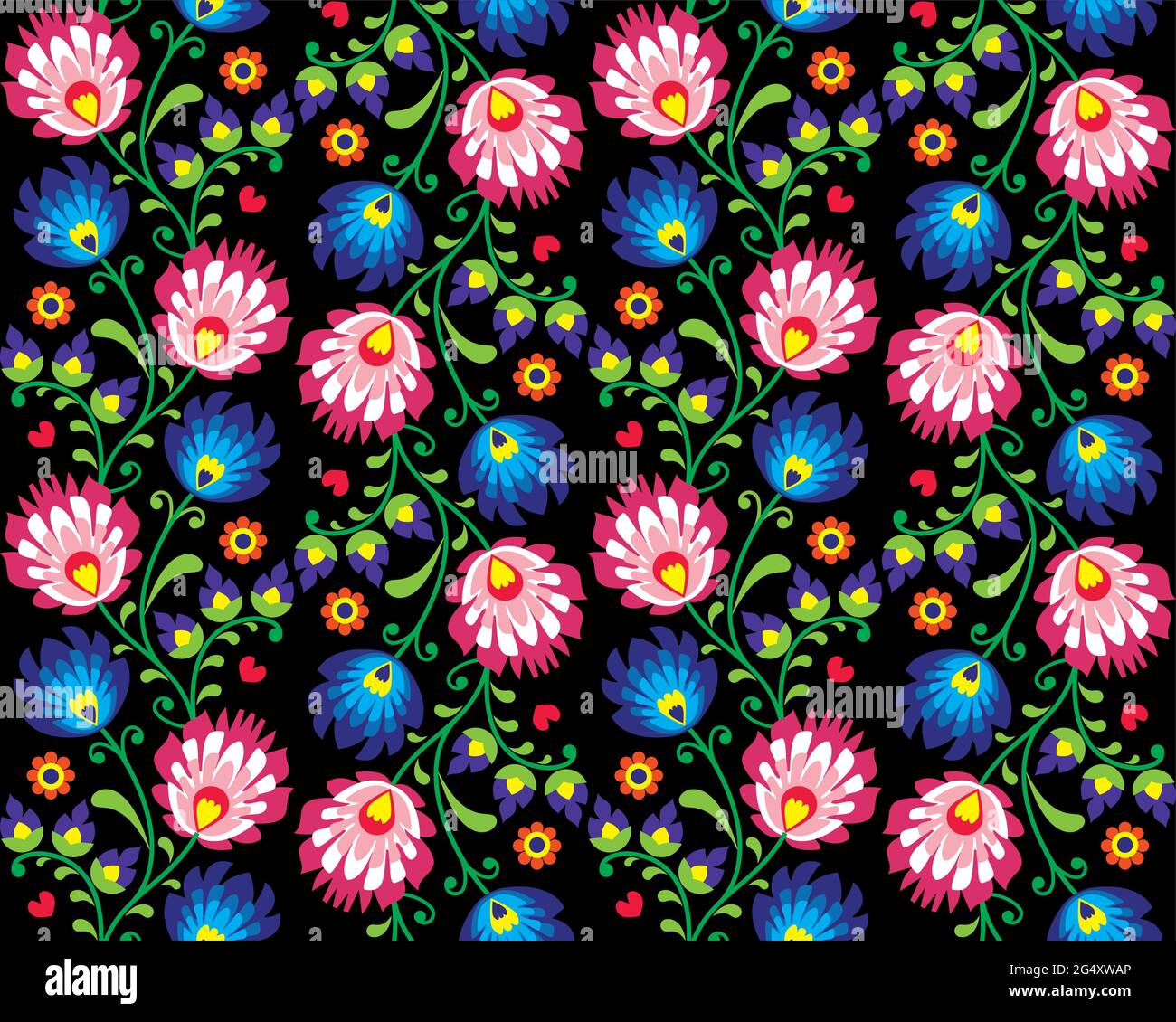 Polish folk art vector pattern with flowers - Wycinanka Lowicka ...