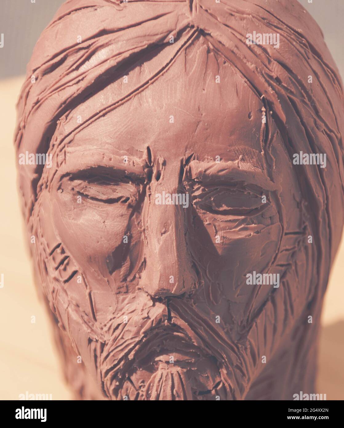 Photograph of Jesus Christ face clay sculpture Stock Photo - Alamy