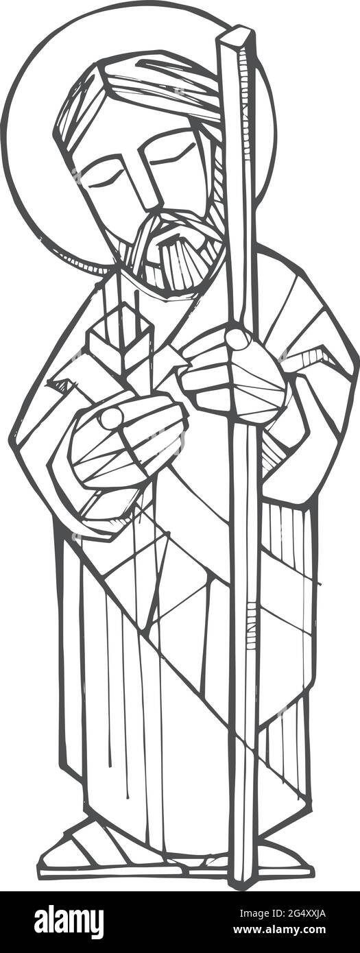 Hand drawn vector illustration or drawing of Saint Joseph Stock Vector ...