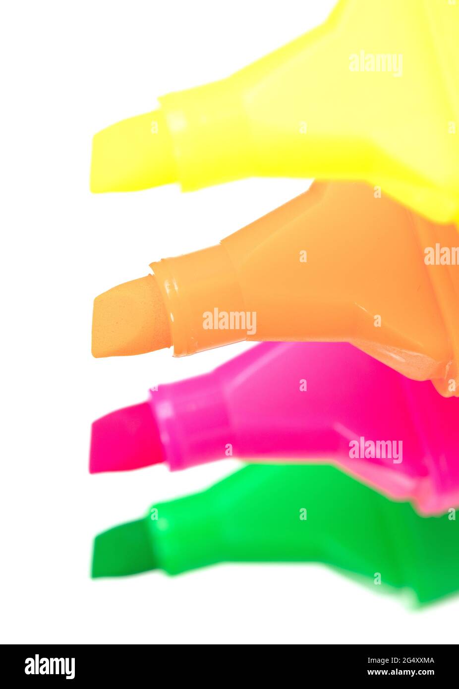 Colorful highlighter markers in various colors isolated over a white ...