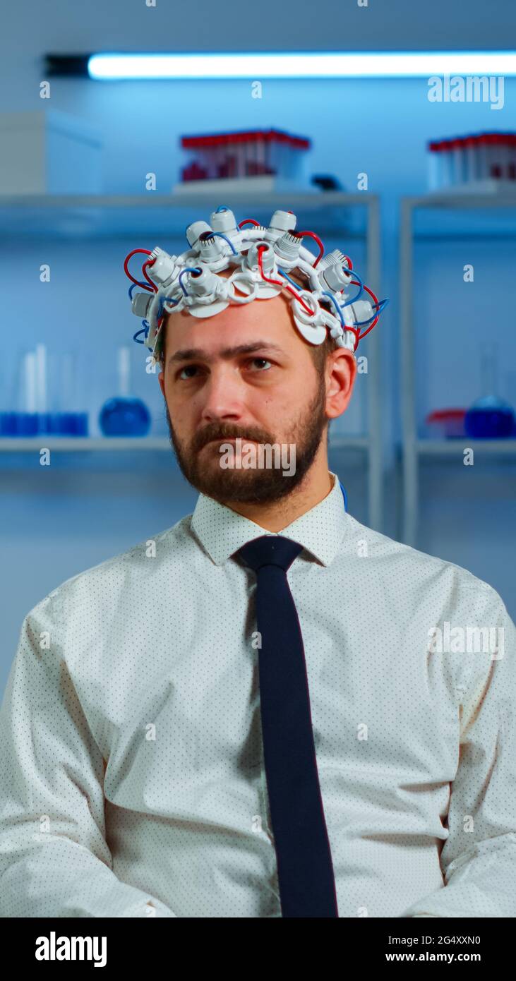 Researcher neurologist doctor asking man's symptoms taking notes on ...