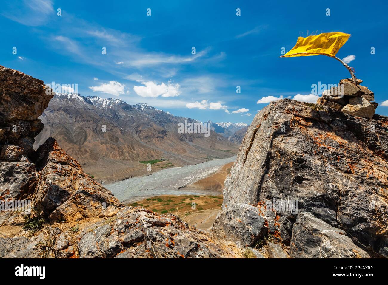 View of Spiti valley and Spiti river in Himalayas Stock Photo - Alamy