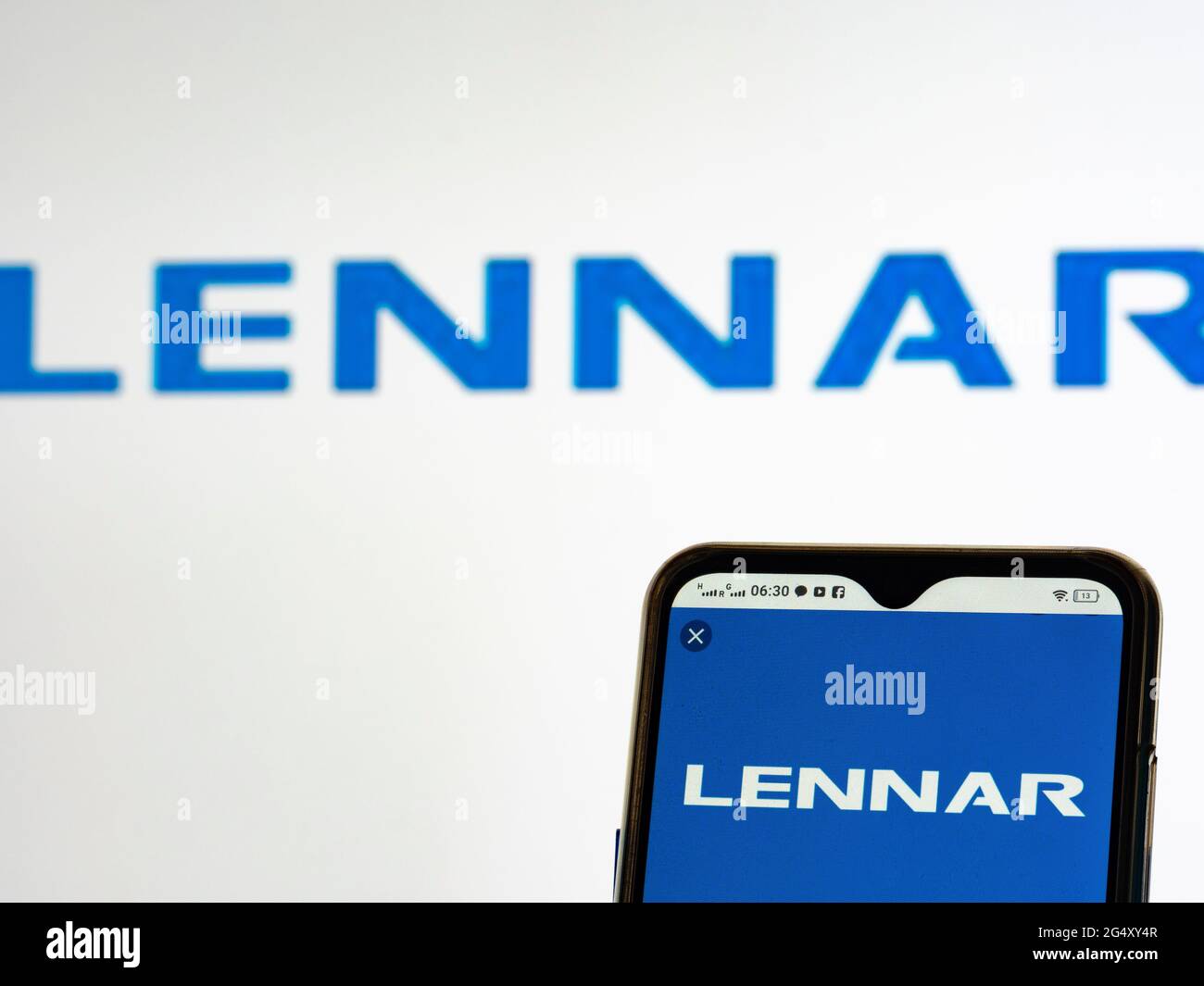 In this photo illustration, a Lennar Corporation logo seen displayed on ...